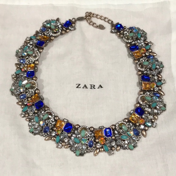 Zara | Jewelry | Zara Gold Luxury Rhinestone Statement Necklace | Poshmark